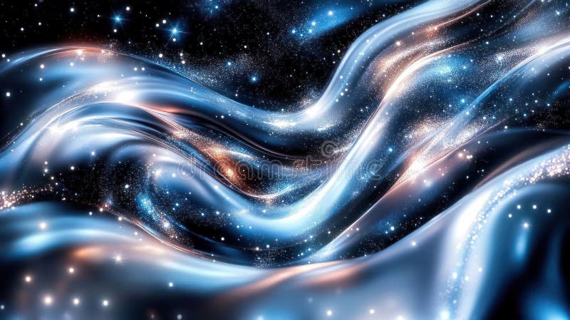 Abstract Cosmic Waves with Shimmering Lights in a Dark Space Background ...
