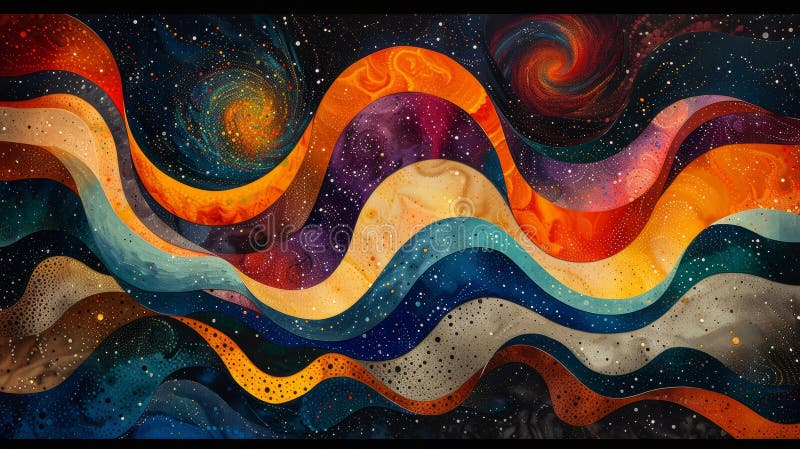 Abstract Cosmic Waves with Starry Sky Stock Image - Image of universe ...