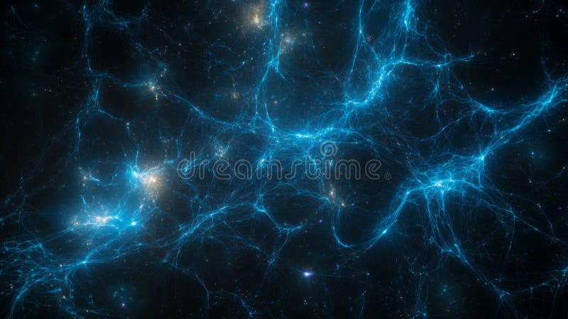 Abstract Cosmic Web with Glowing Blue Lines and Stars Stock ...