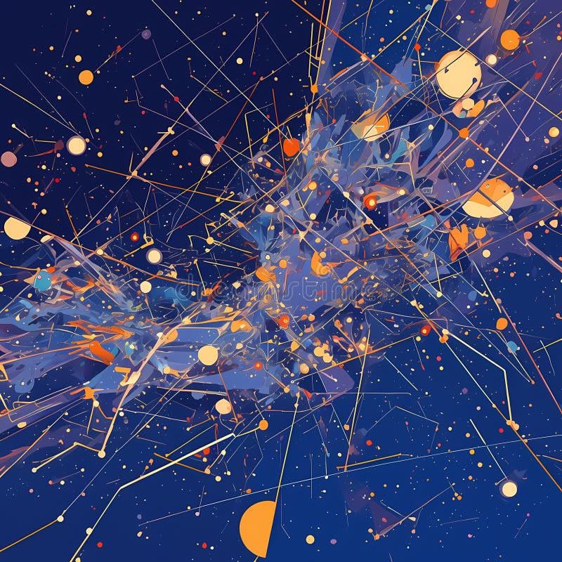 Abstract Cosmos: Dots and Lines in Vibrant Blue Stock Illustration ...