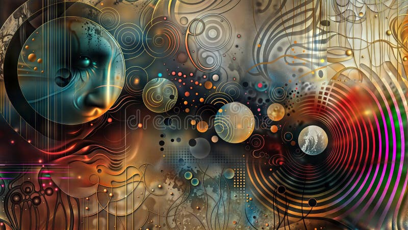 Abstract Cosmos: Swirling Mosaic of Celestial Patterns and Faces ...