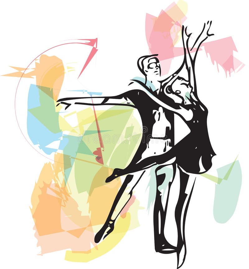 Abstract Couple Dancing Ballet Illustration Stock Vector - Illustration ...