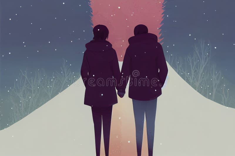 An Abstract Couple Scene with Cartoon Art, Ai Generated Image Stock ...