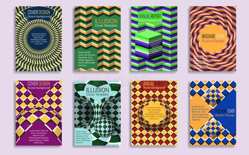 Abstract Covers Templates with Optical Illusion Design Elements ...