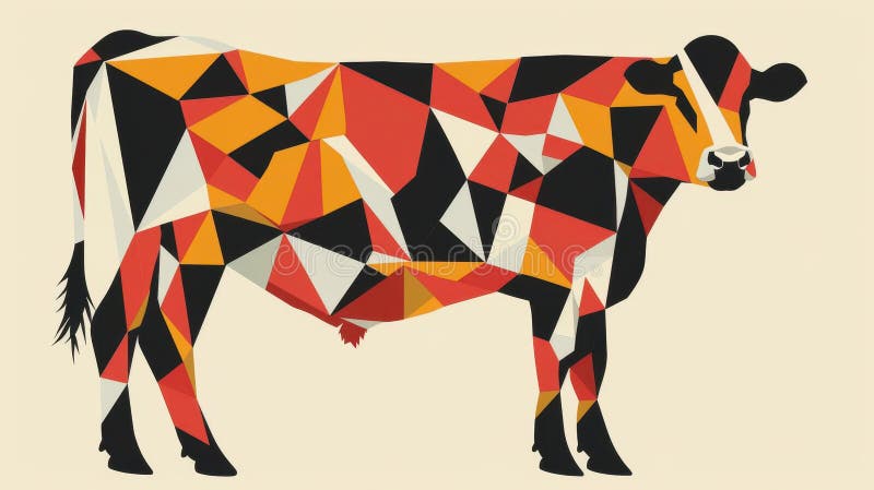 Abstract Cow an Abstract Representation of a Cow Using Basic Shapes and ...