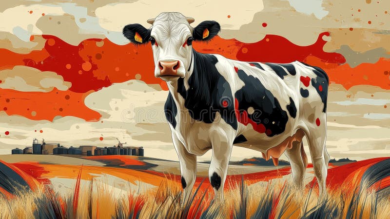 Abstract Cow in Modern Art Style Generative AI Stock Illustration ...