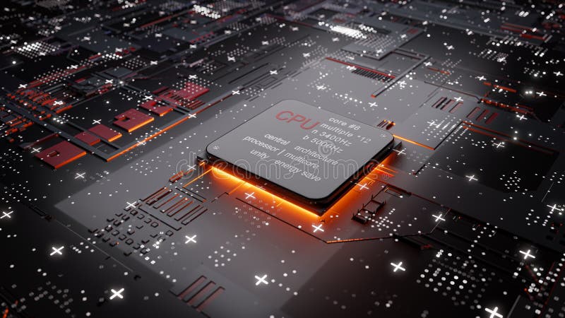 Abstract CPU with Glow from Below Stock Illustration - Illustration of ...