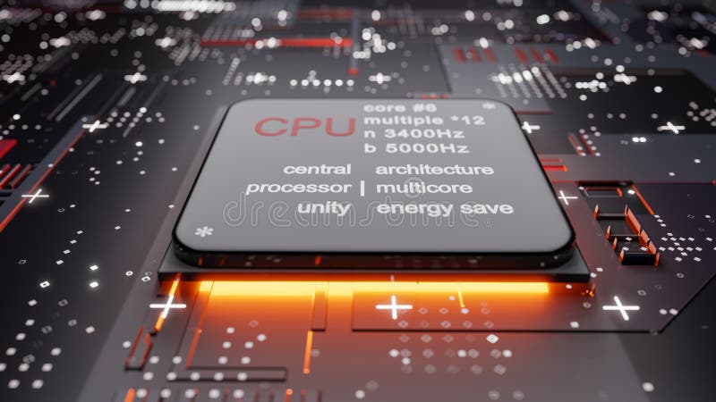 Abstract CPU with Glow from Below Stock Illustration - Illustration of ...