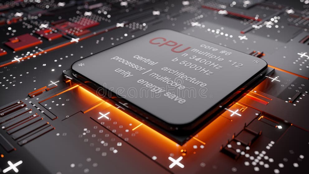 Abstract CPU with Glow from Below Stock Illustration - Illustration of ...