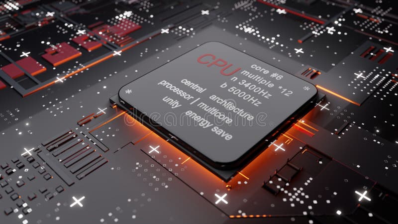 Abstract CPU with Glow from Below Stock Illustration - Illustration of ...