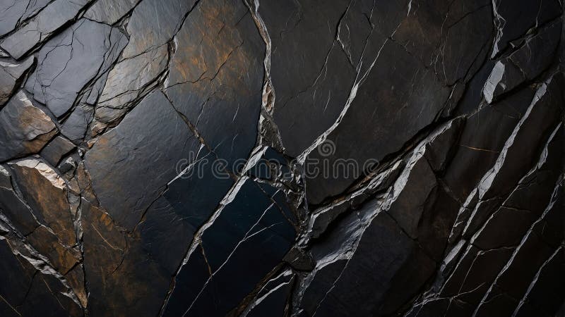 Abstract Cracked Dark Slate Stone Surface with Interlocking Large ...
