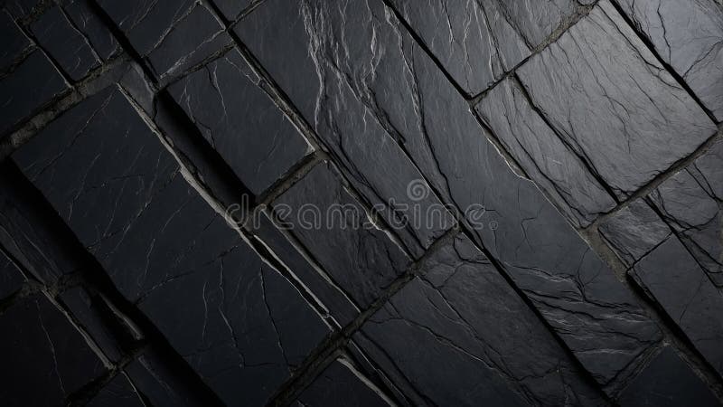 Abstract Cracked Dark Slate Stone Surface with Interlocking Large ...