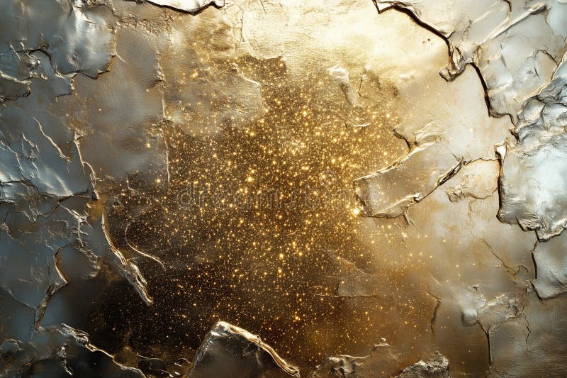 Cracked Gold and Silver Metallic Abstract Surface Stock Illustration ...