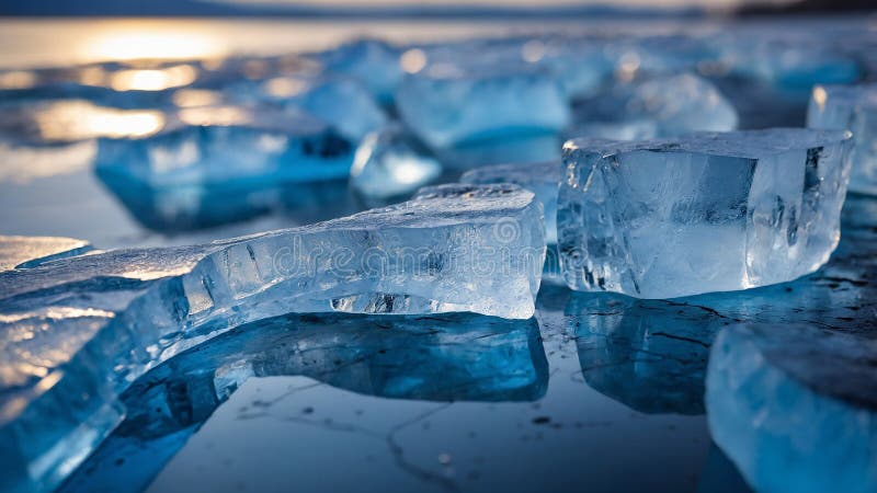Abstract Cracked Ice Pattern with Deep Blue Hues and Sharp Jagged Lines ...