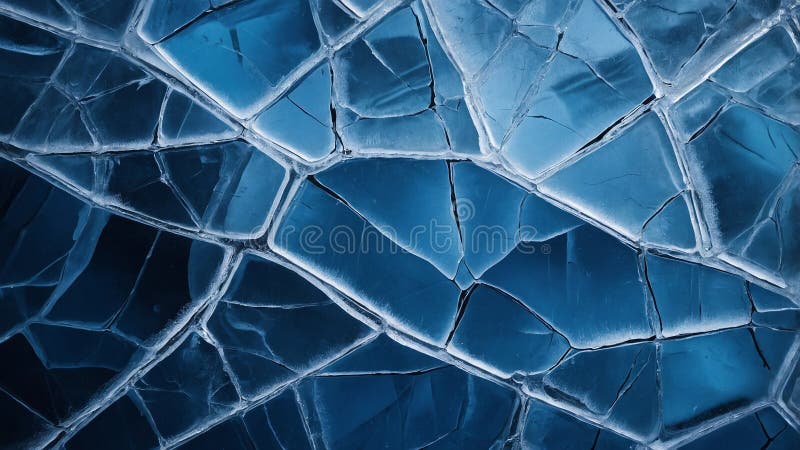 Abstract Cracked Ice Pattern with Deep Blue Hues and Sharp Jagged Lines ...