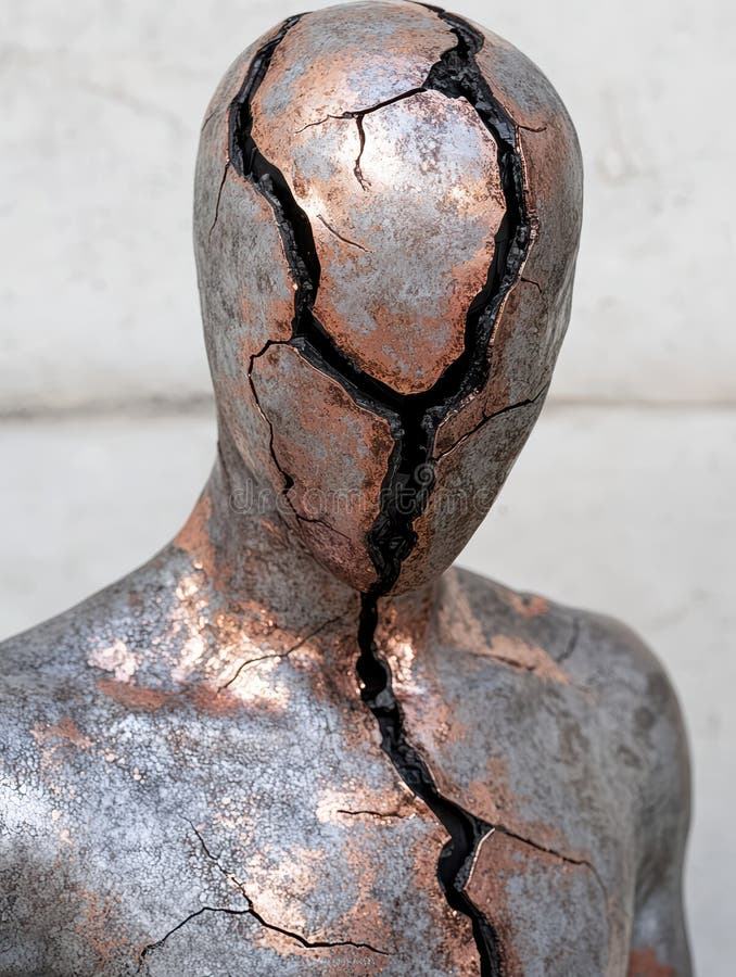 Abstract Cracked Sculpture of a Human Figure. Stock Illustration ...