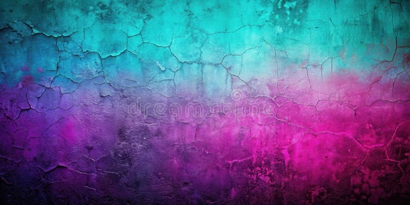 Abstract Cracked Wall Texture with Vibrant Teal and Magenta Gradient ...