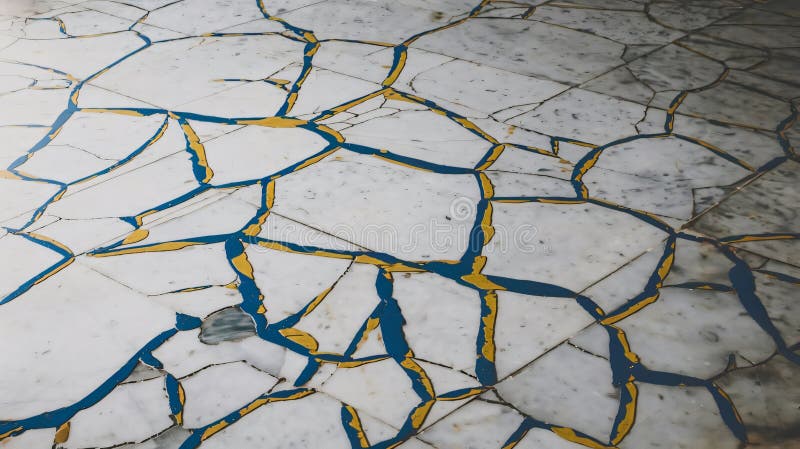 Abstract Crackle Tile Texture, Blue and Gold High Quality Image Stock ...