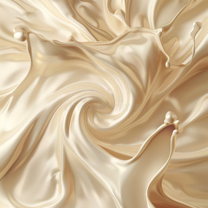 Abstract Cream Background with a Milk Wave Texture and Liquid Swirl ...