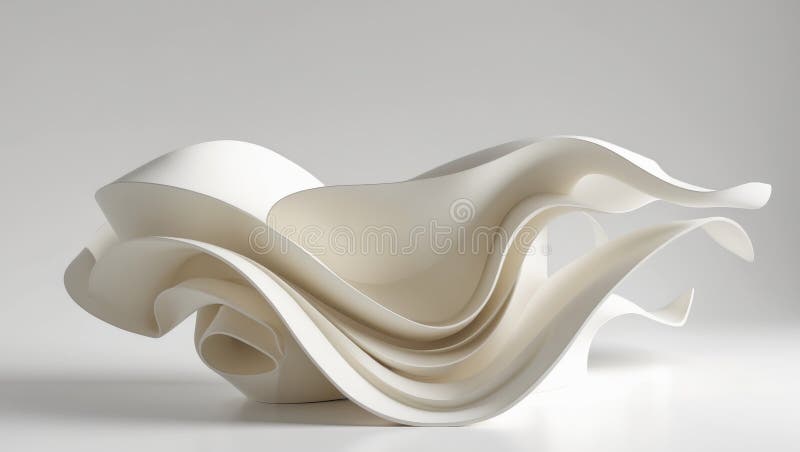 Abstract Cream Sculpture with Flowing Lines Stock Photo - Image of puff ...