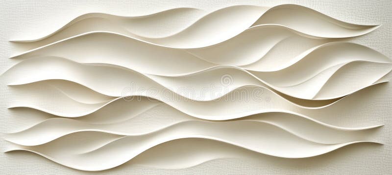 Abstract Cream Wave Pattern Background, Layered Paper Art, Minimalist ...