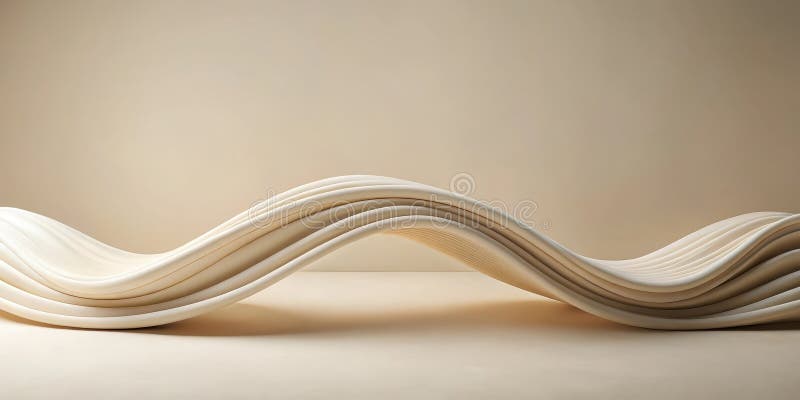 Abstract Creamy White Wave Form on Beige Background. Generative AI ...