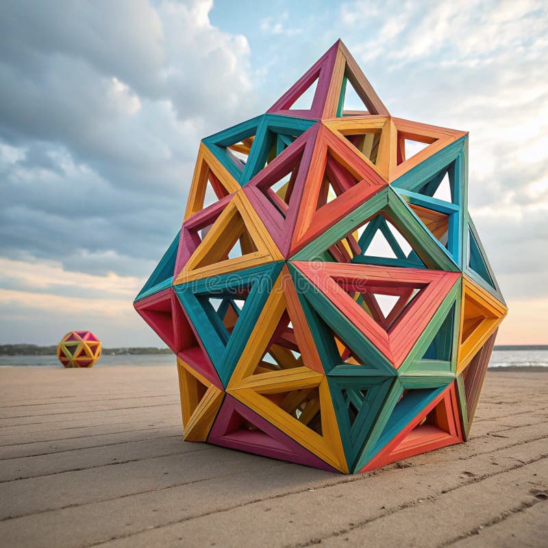 Abstract Creation Made from 3D Geometric Shapes Stock Illustration ...