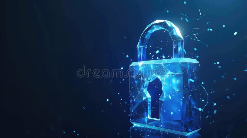 Abstract Creative Digital Polygonal Padlock Hologram with Mock Up Place ...
