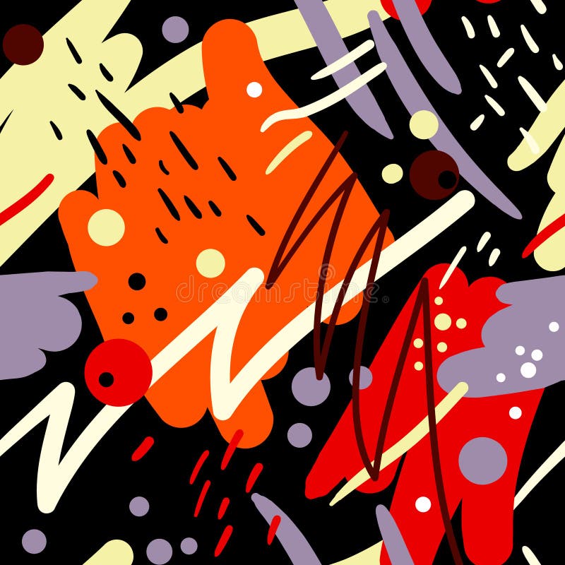 Abstract Doodle Hand Drawn Seamless Pattern, Vector Illustration Stock ...