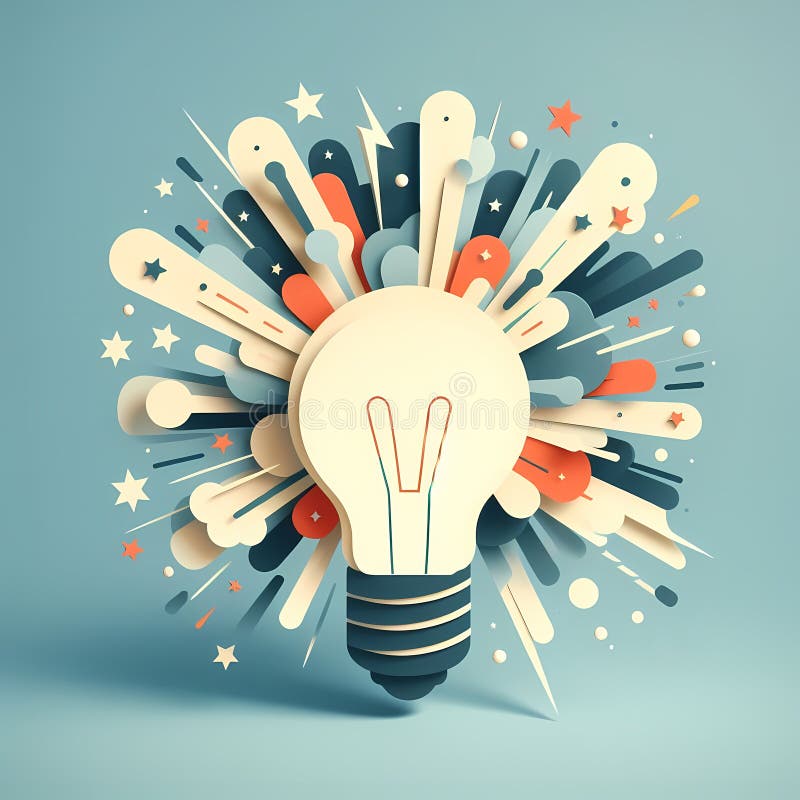 Light Bulb Illustration of Brainstorm and Inventive Ideas Generative AI ...