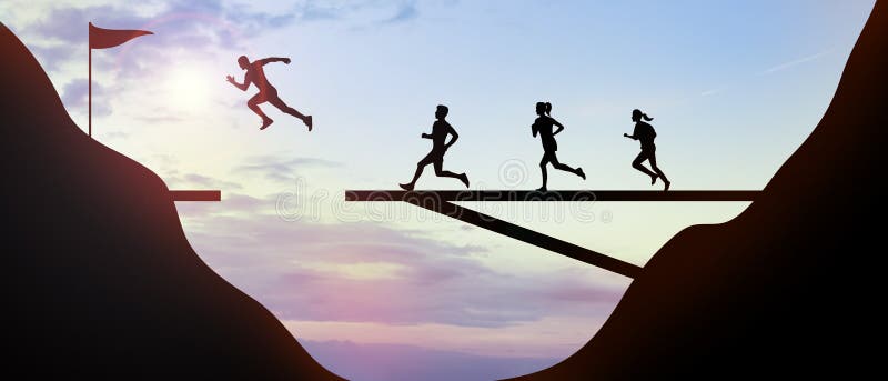 Abstract Creative Idea. Silhouette Business Leadership Concept and ...