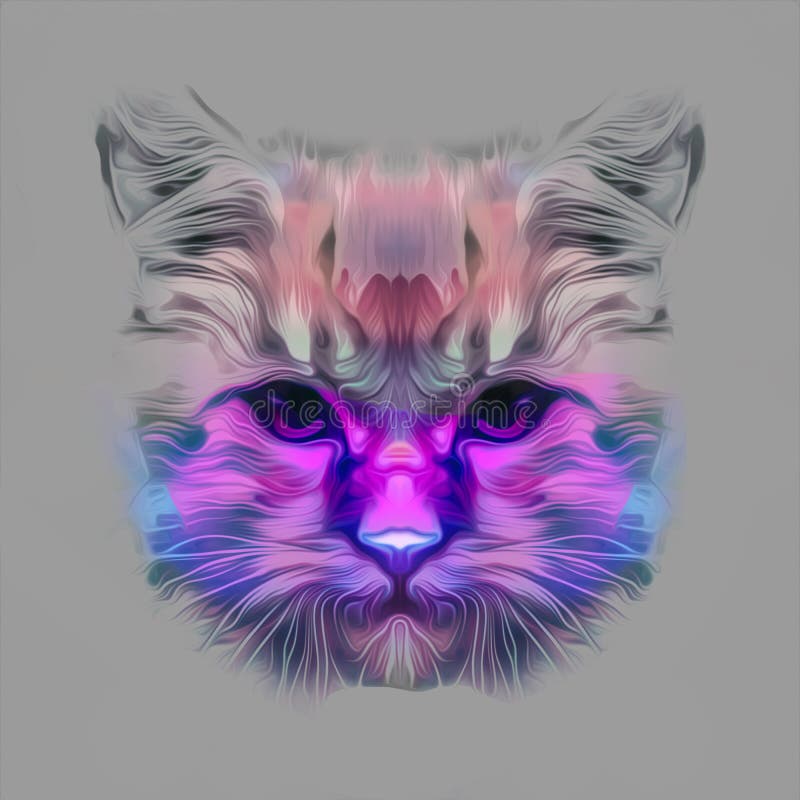 Abstract Creative Illustration With Colorful Cat Stock Illustration ...