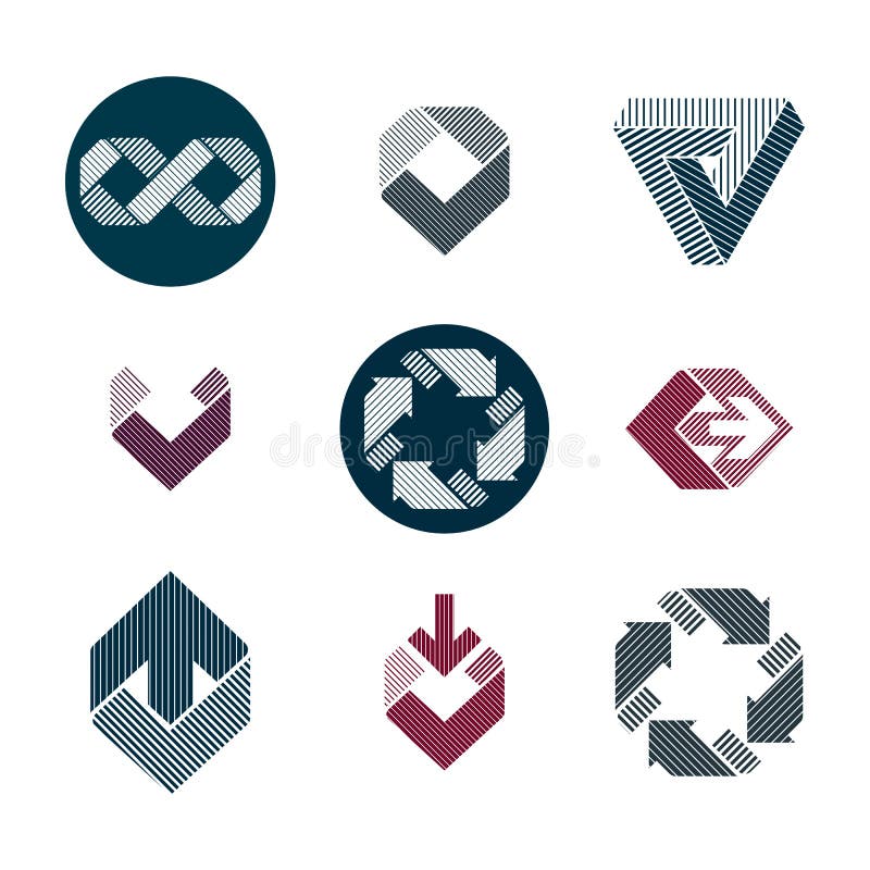 Abstract Creative Lined Design Elements Vector Collection, Abstract ...