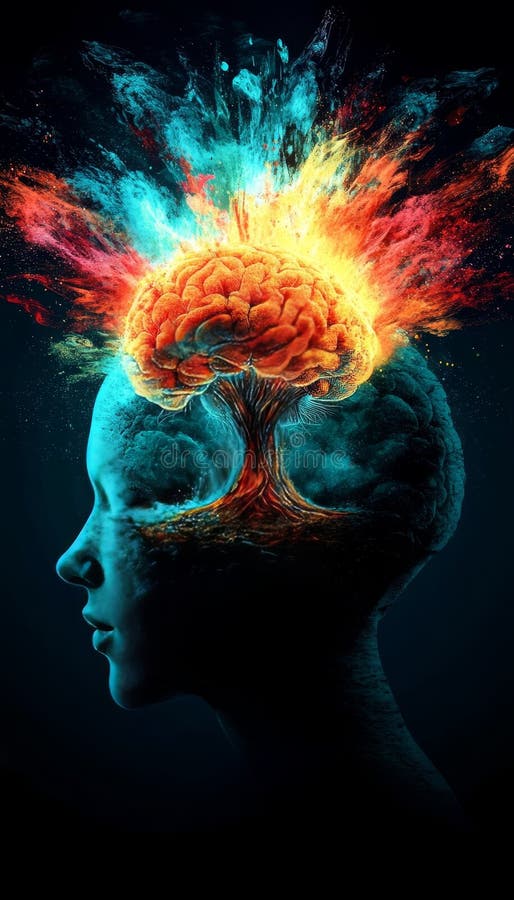 Abstract. Creative Mind Colorful Explosion Inside Human Head with ...