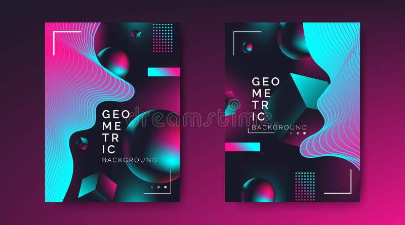 Abstract Creative Posters Flyer Design with 3d Geometric Shapes Dynamic ...