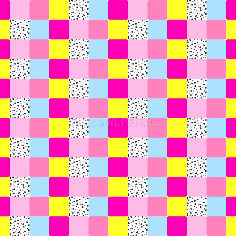 Abstract Creative Seamless Pattern with Bright Neon Shapes. Vector ...