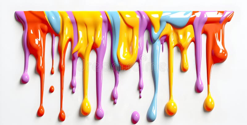 Colourful Vibrant Multi Colour Paint Dripping Isolated on White ...