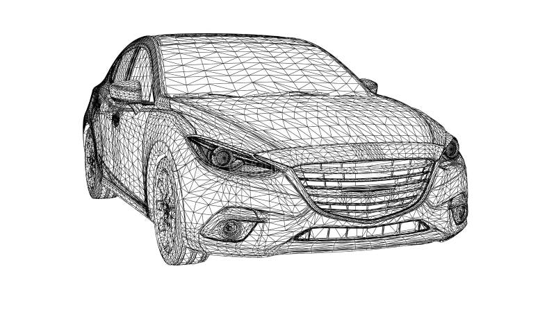 Abstract Creative Vector 3d Sports Car Lines Connected To Points. Stock ...