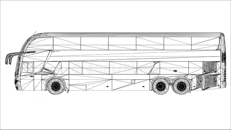 Abstract Creative Vector Large City Bus on Lines Connected To Points ...