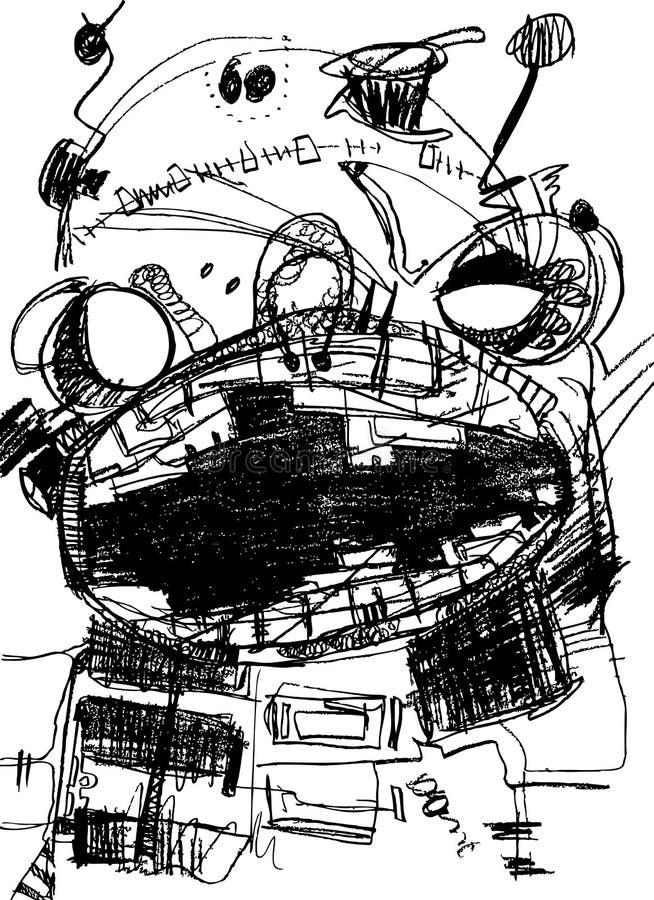 Abstract Creature Portrait, Pencil Drawing Style, Stock Vector ...