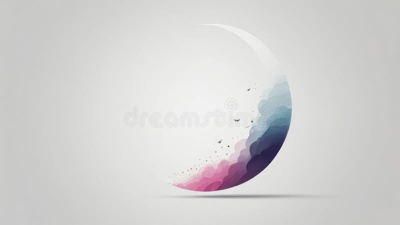 Abstract Crescent Moon with Colorful Watercolor Design Stock ...