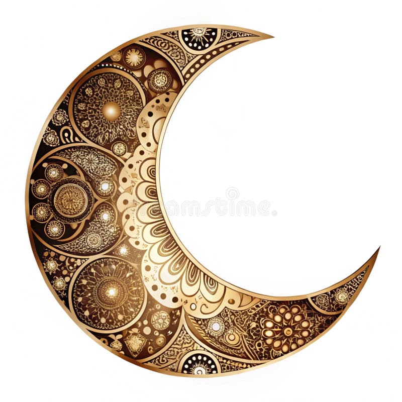 Abstract Crescent Moon with Patterned Detail Stock Illustration ...