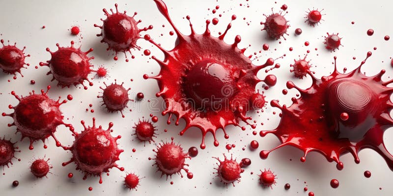 Abstract Crimson Cellular Burst Microscopic Spheres Exploding in a ...