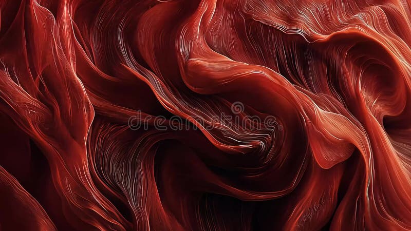 Abstract Crimson Waves Flow in a Textured Pattern, Creating a Fluid and ...