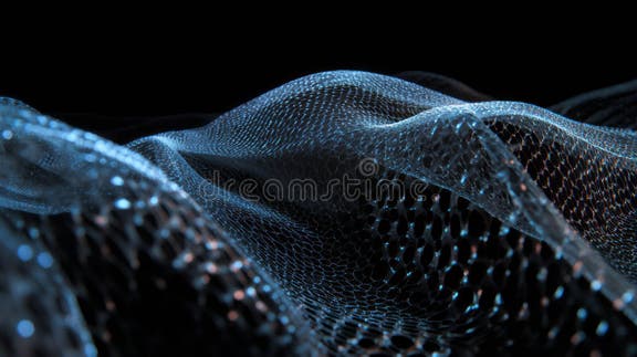 Abstract Crisp Overlay Texture with Digital Mesh Waves on Black ...