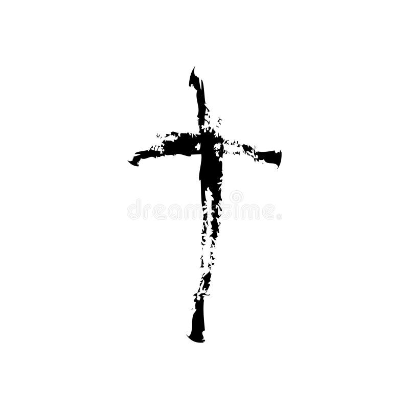 Abstract Cross Symbol. Grunge Brush Texture. Black and White Vector ...