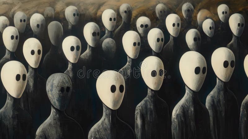 Abstract Crowd of Faceless Figures with Blank Expressions Stock Footage ...