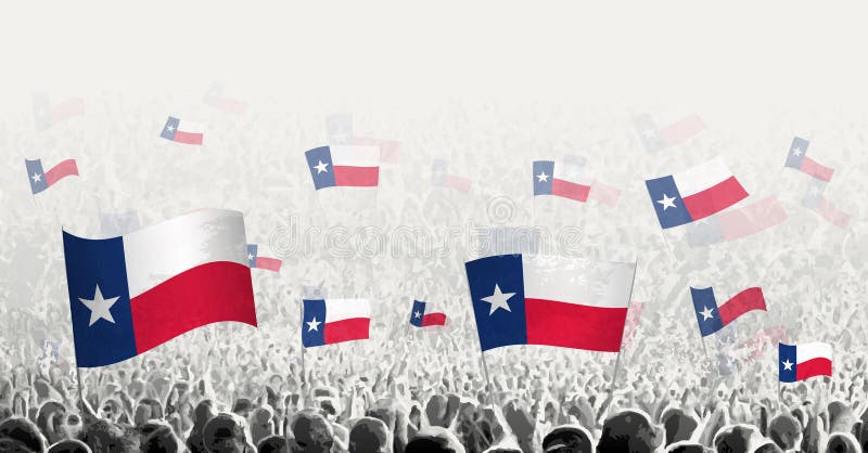 Abstract Crowd with Flag of Texas. Peoples Protest, Revolution, Strike ...