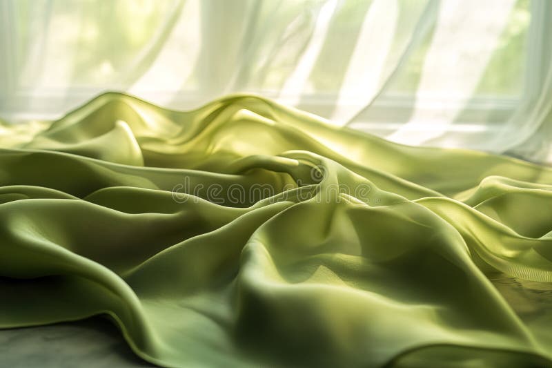 Abstract Crumpled Green Silk Fabric on Floor Stock Illustration ...