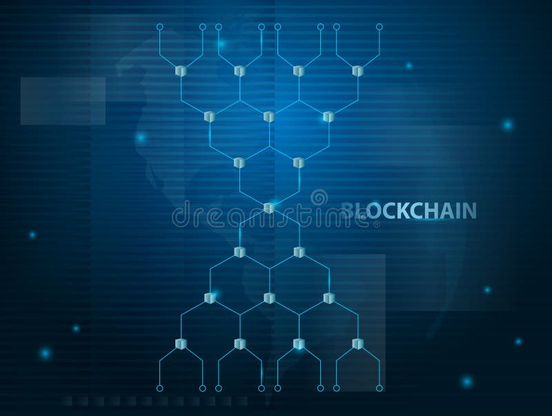 Abstract Crypto Currency Blockchain Technology on World Map Background ...